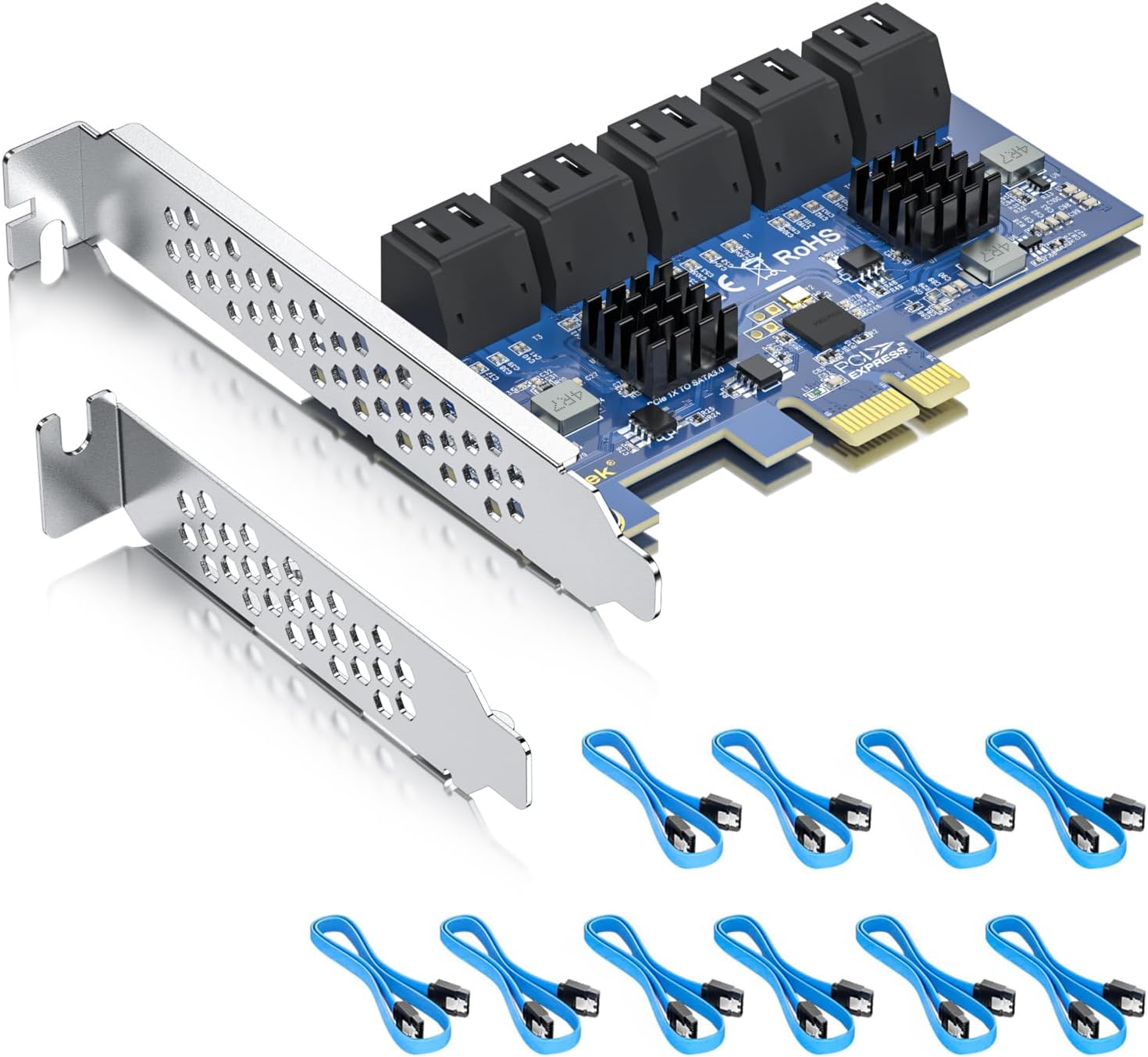 Amazon.co.jp: 10Gtek 10 Port PCIe SATA Card, SATA 3.0 Expansion Card ...
