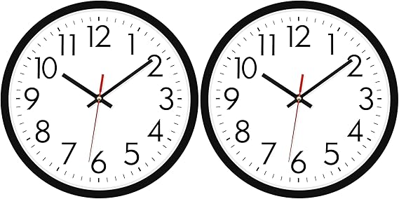 Amazon.com: Lumuasky 2 Pack Black Wall Clock,12 Inch Silent Non Ticking ...