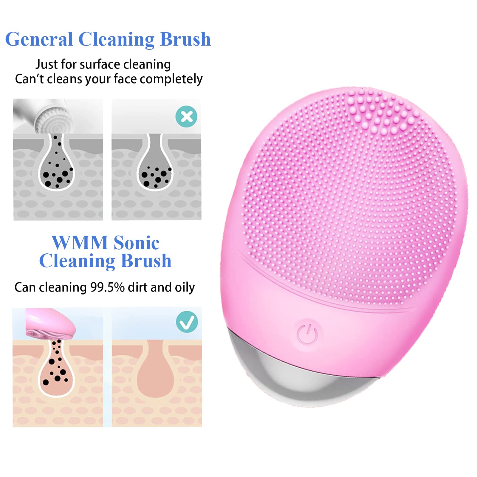 Snapklik.com : Facial Cleansing Brush, 3-in-1 Electric Soft Silicone ...