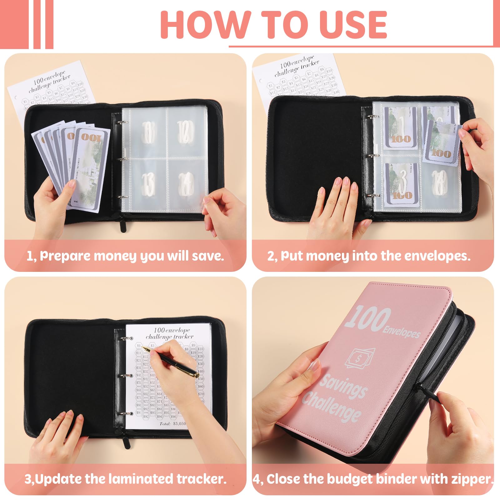 Snapklik.com : 100 Envelopes Money Saving Challenge Binder