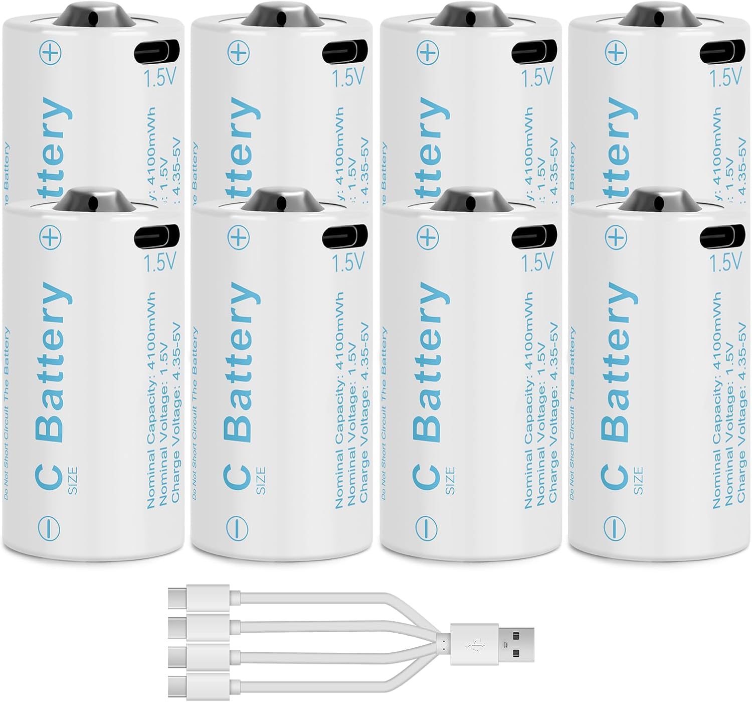 Amazon.com: Rechargeable Lithium C Battery 8 Pack, Batteries c Size ...