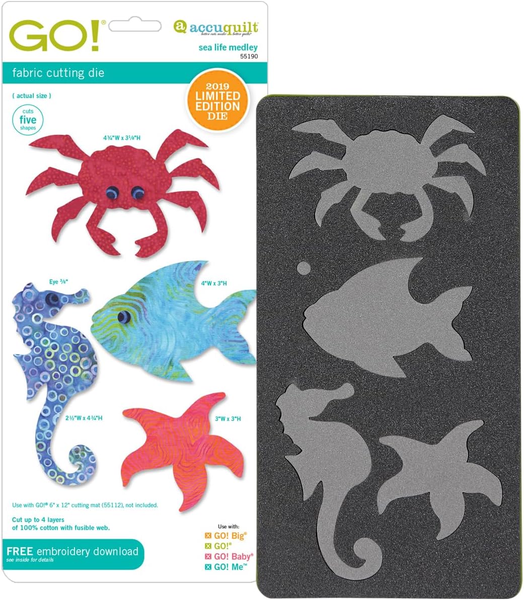 Amazon.com : AccuQuilt GO! Sea Life Medley - Quilting Supplies, Cutting ...