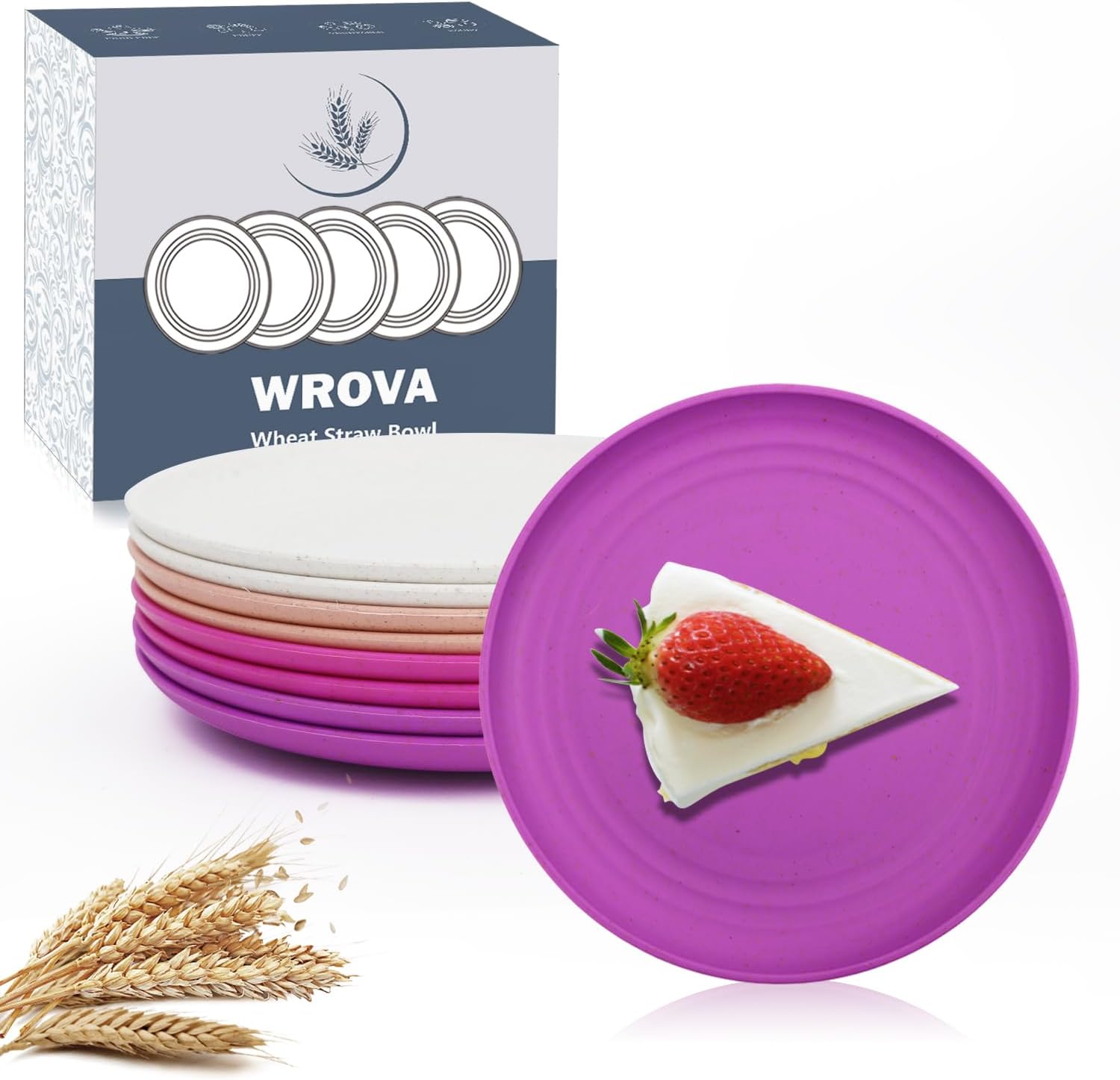 Amazon.com | Wrova Appetizer Plates Set of 8-6 Inch Wheat Straw Dessert ...