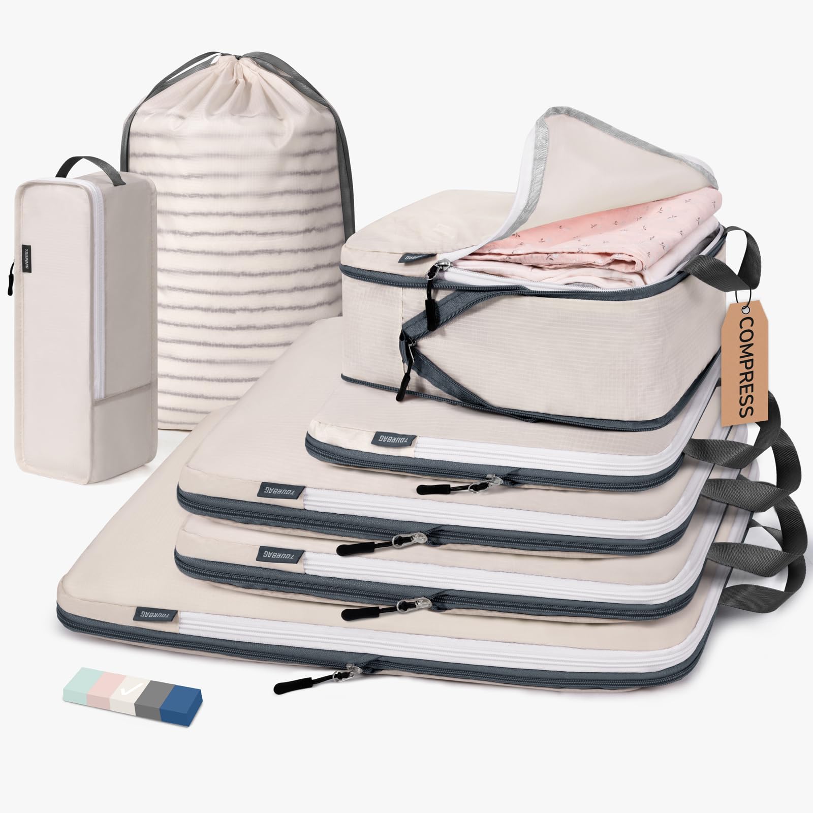 Amazon.com: CherryNow Compression Packing Cubes, 7 Set Packing Bags for ...