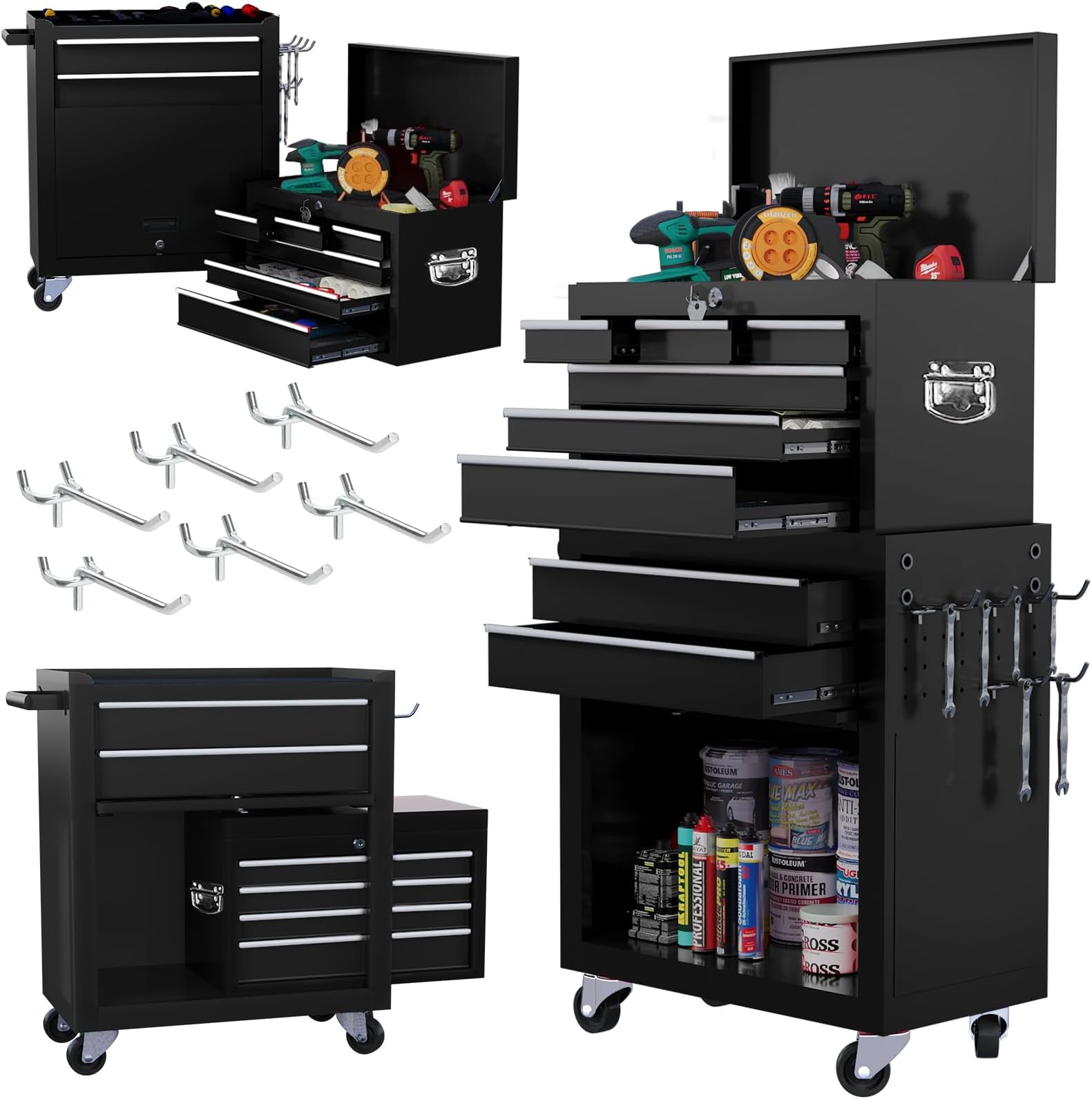 Amazon.com: GGUV 9 Drawer Rolling Tool Chest, Large Tool Cabinet with ...