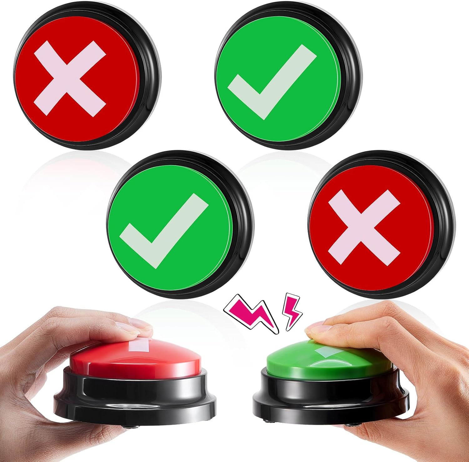 Amazon.com: Simgoing 4 Pcs Right Wrong Game Buzzer Recordable Answer ...