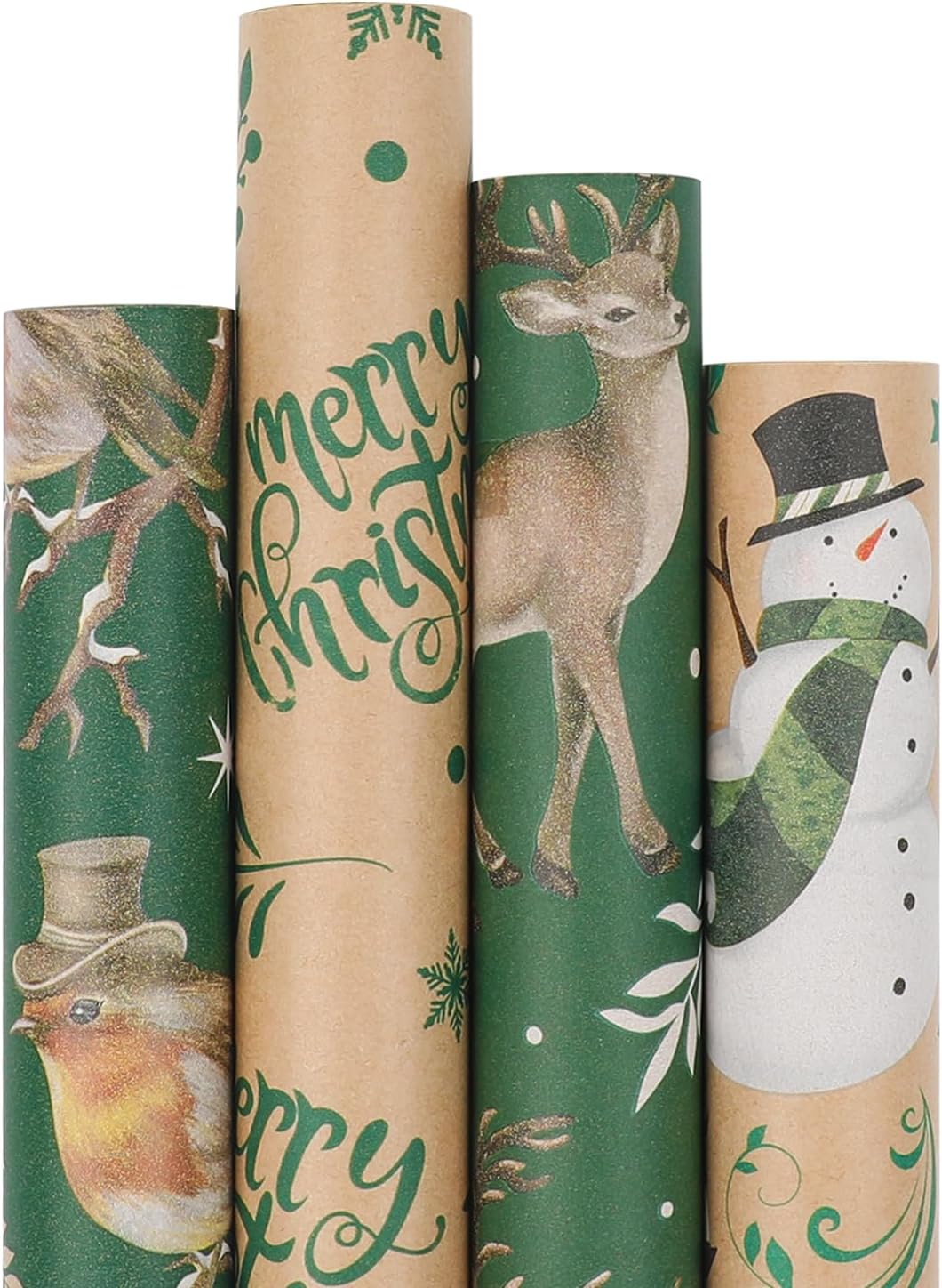 Amazon.com: WRAP STORM Vintage Christmas Wrapping Paper – 4 Pack Gift ...