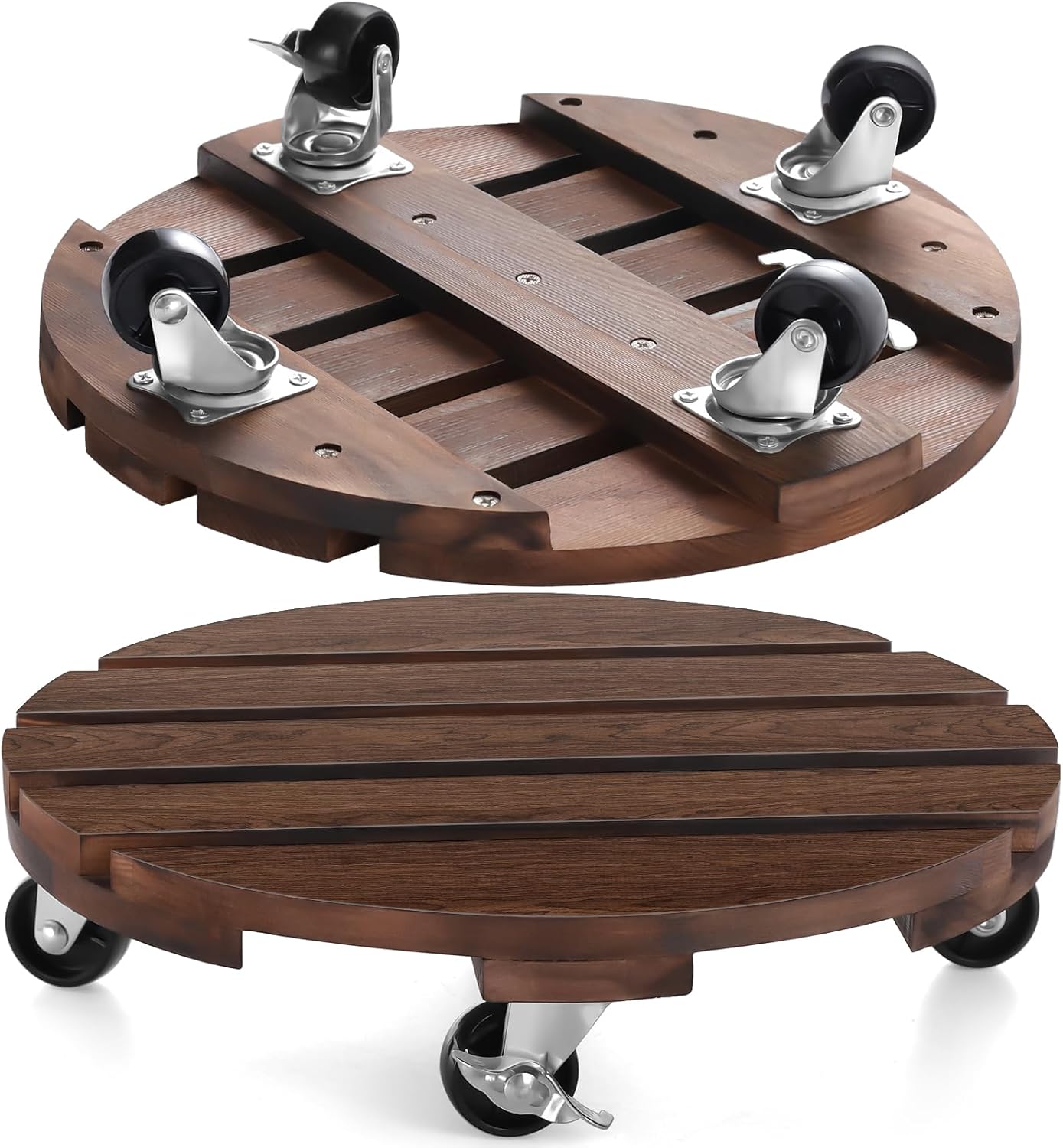 YONTINY 2pack 12 Inch Plant Caddy with Wheels 30 Cm Wooden Plant ...