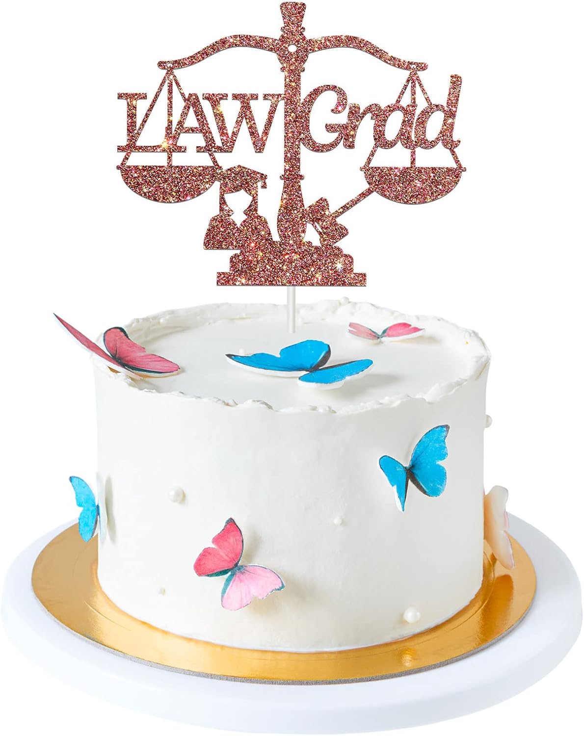 Amazon.com: Rose Gold Glitter Law Grad Cake Topper - Case Closed ...