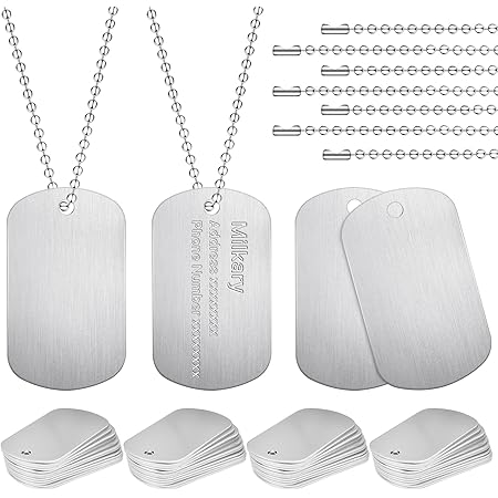 Amazon.com: Milkary 100Pcs Military Dog Tags, Rectangle Blank Metal ...