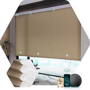 Amazon.com: Yoolax Motorized Cellular Shades Compatible with Alexa, Light Filtering Motorized ...