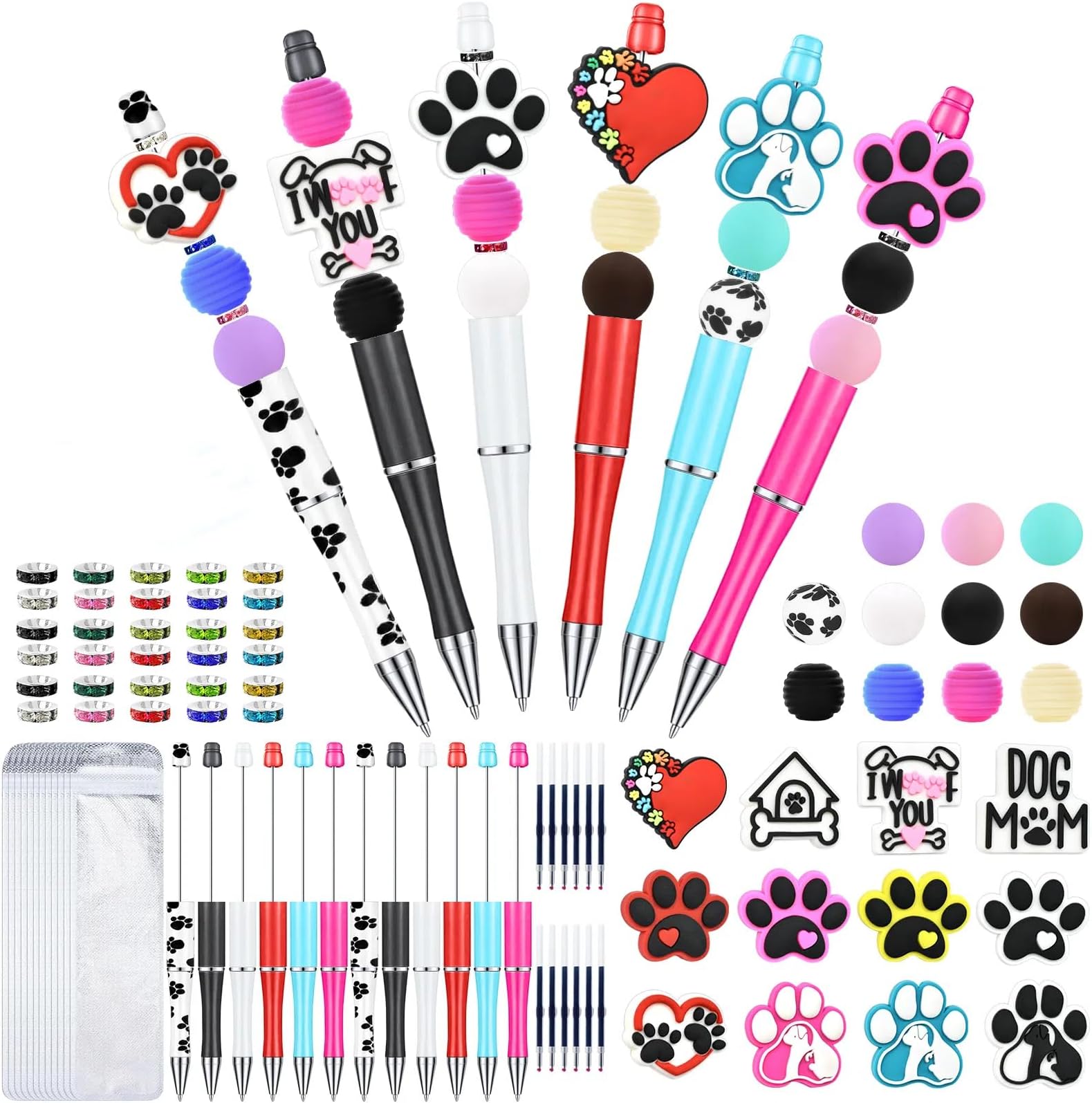Amazon.com : Liplustoyi 12 Pieces Beadable Pens Bulk with Colorful ...
