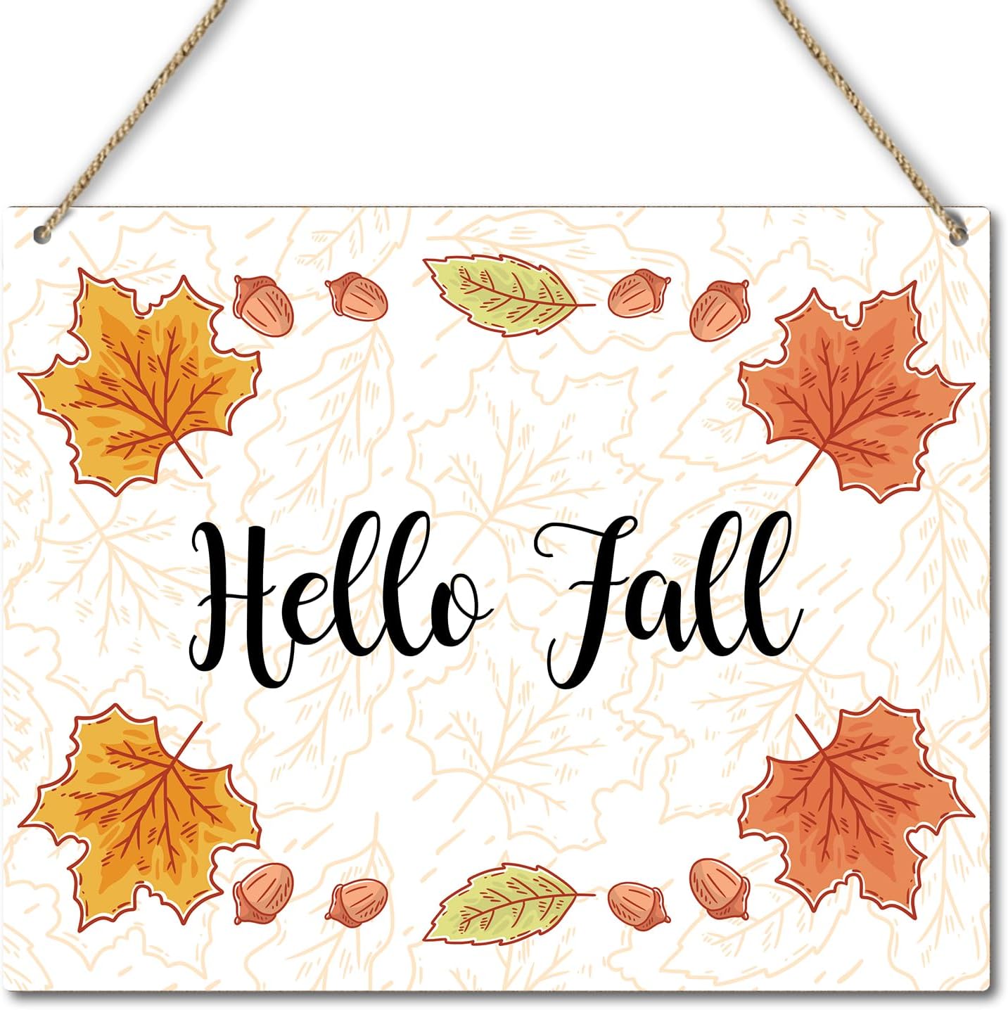 Amazon.com: Hello Fall Sign Maple Leaves Door Decor, Wood Plaque Front ...