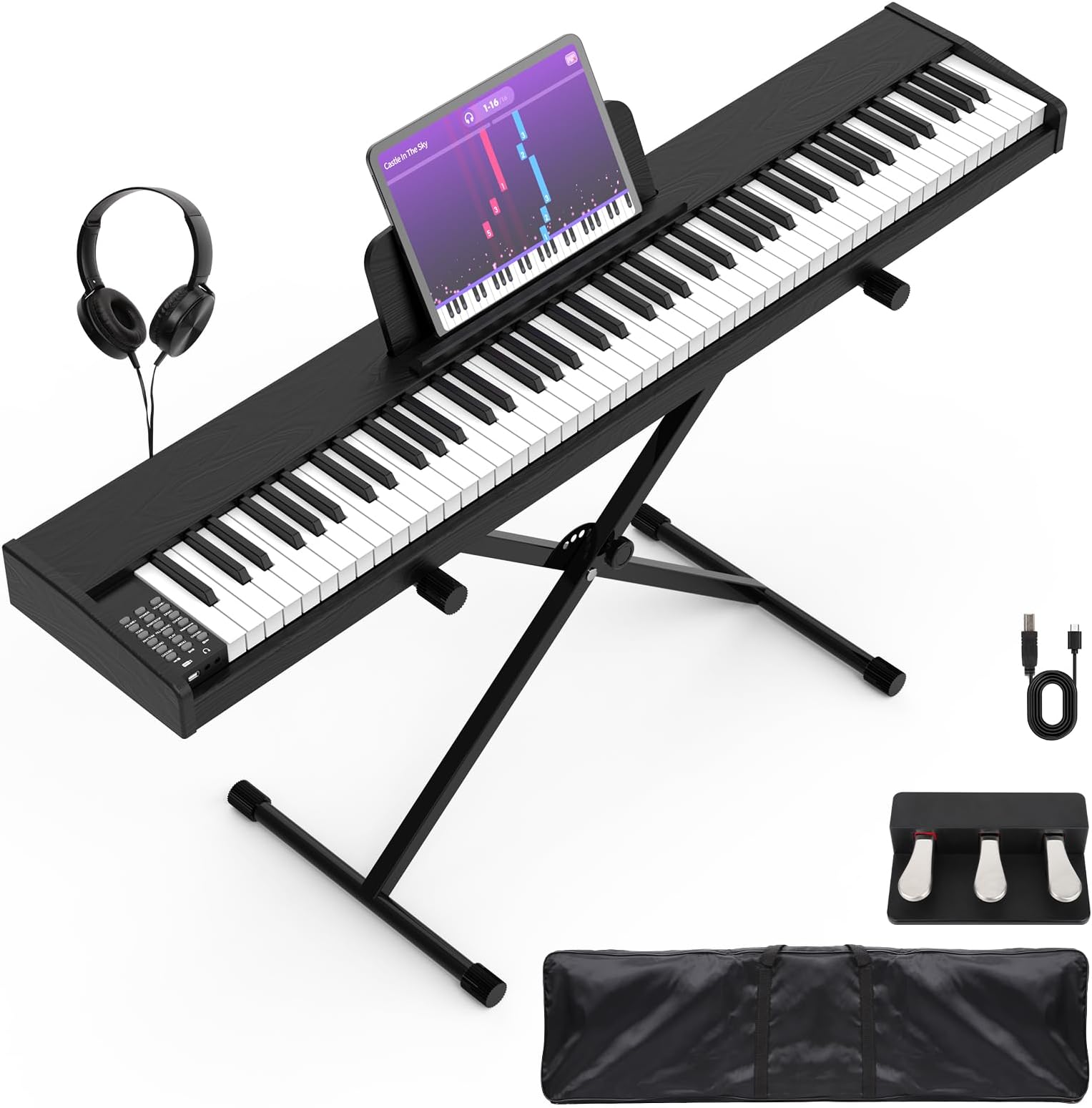 Amazon.com: Efghfdh 88 Key Digital Piano Keyboard,88 Key Full Size ...