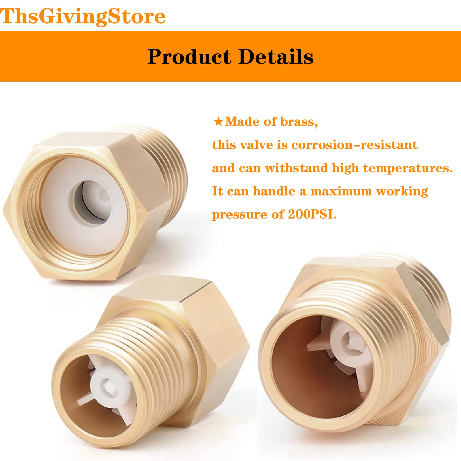 Snapklik.com : 1/4 Inch Brass Check Valve, 1/4" Female To 1/4" Male ...