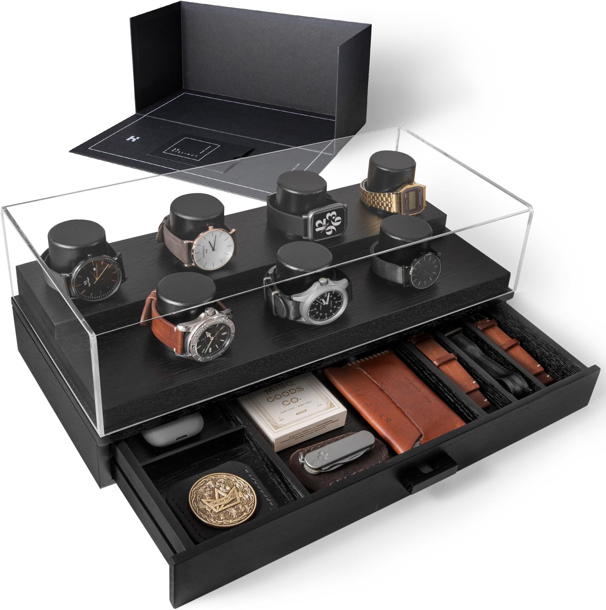 Amazon.com: Glenor Co Watch Box with Valet Drawer for Men - 12 Slot ...