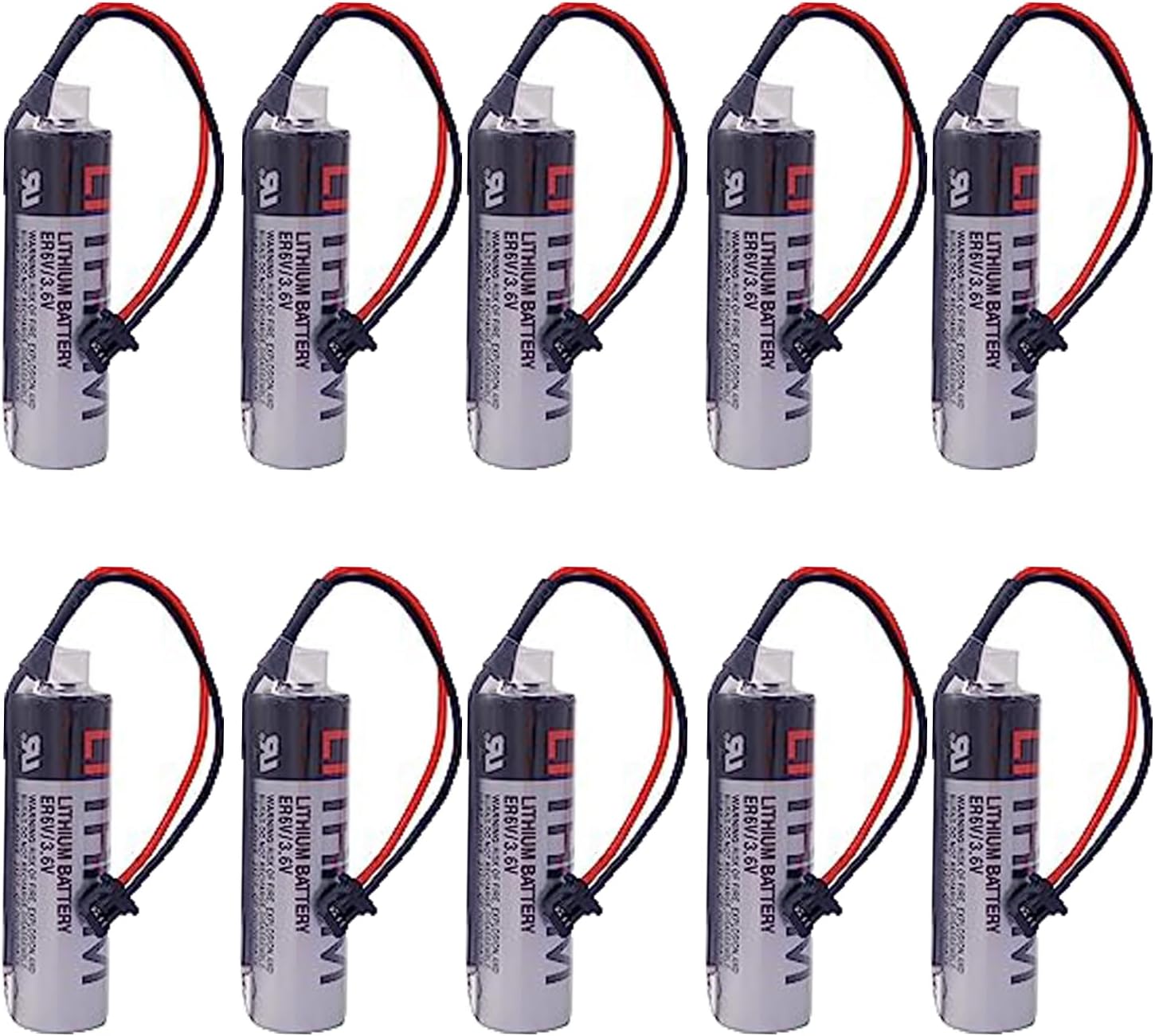 Amazon.com: 【10 Pack】 ER6V/3.6V Battery with Black Plug ER6VC119A ...