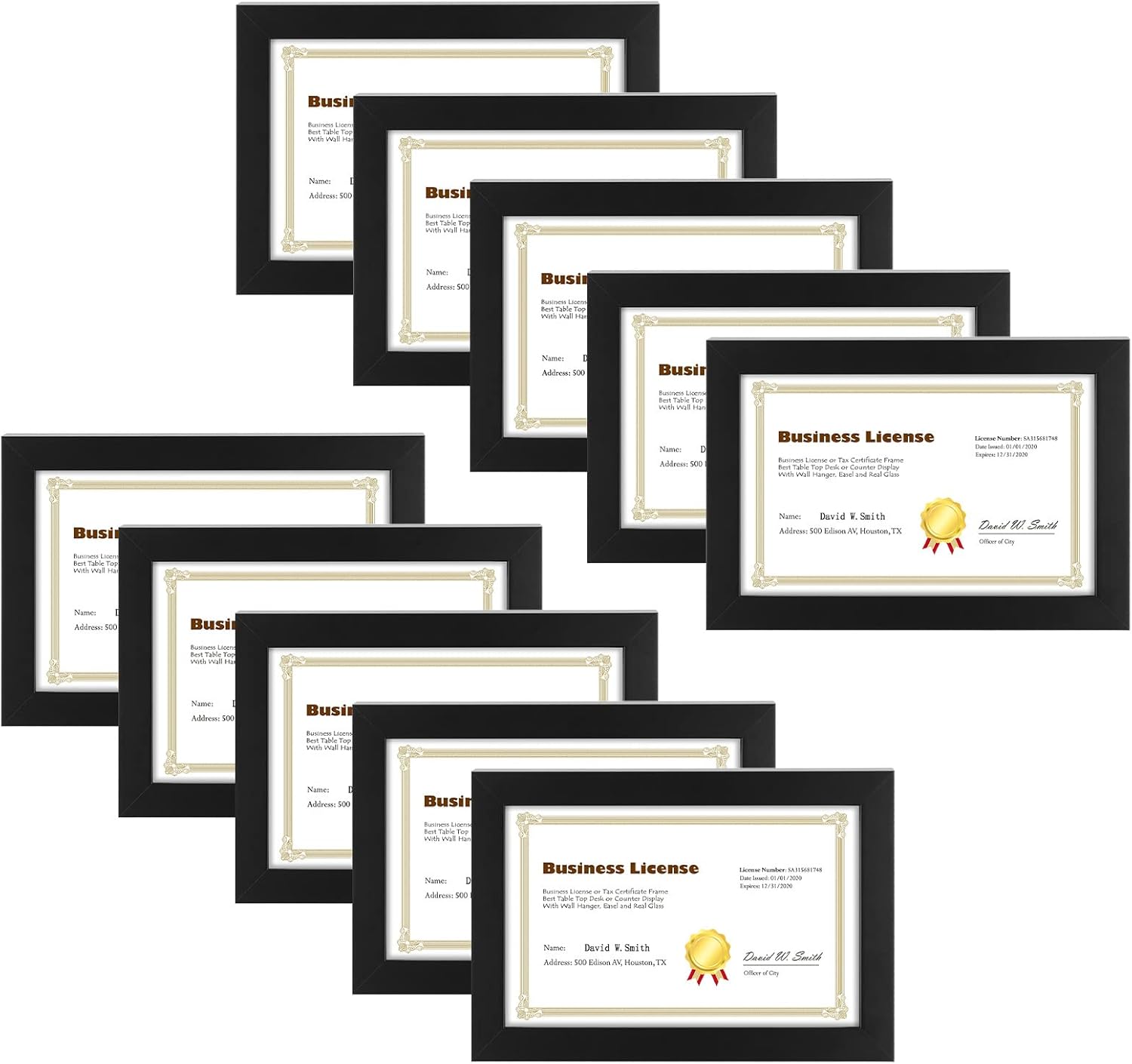 Amazon.com: Golden State Art, 8.5 x 5.5 Business License Frame, Black ...