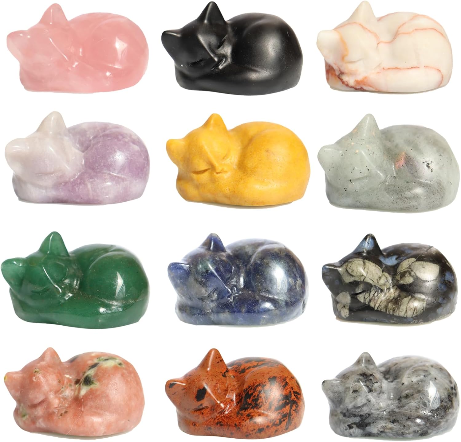 Amazon.com: Wemeki Crystal Cat Figurine, Mix 6PCS Sleeping Kitty Cat ...
