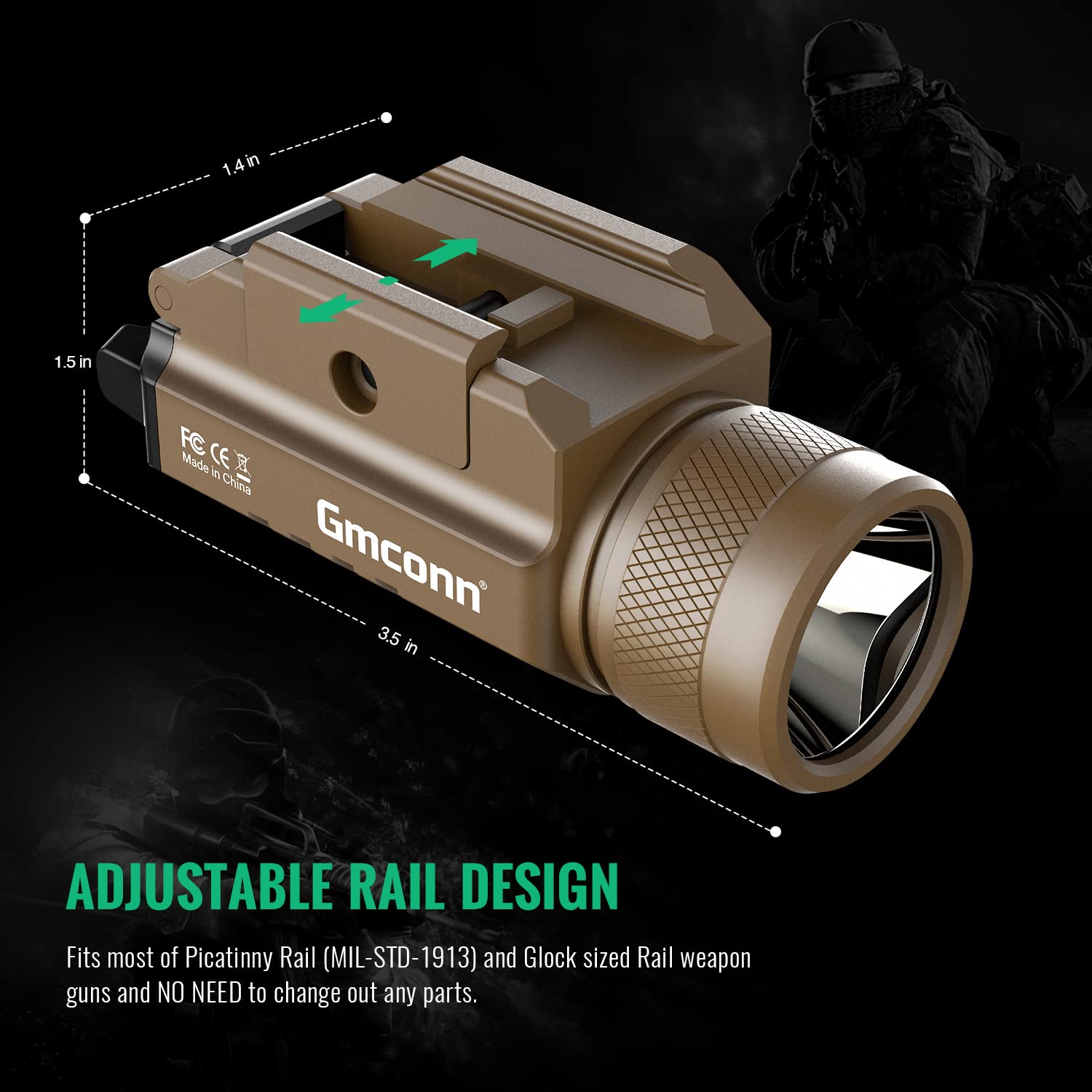 Gmconn 1200 Lumens Rail Mounted Compact Pistol Light LED Strobe ...