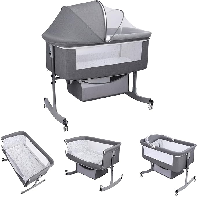 Amazon.com: sxvbdway Bedside Bassinet Baby Crib, Baby Bassinets Bedside ...
