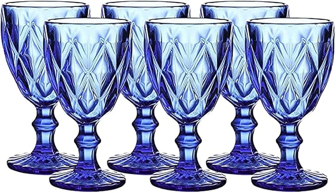 Amazon.com | WHOLE HOUSEWARES | Goblet Glass Drinkware Set | Vintage ...