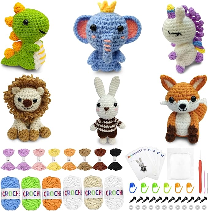 Amazon.com: Xlapo 6Pcs Wobbles Crochet Animal Kit, Crochet Kit for ...
