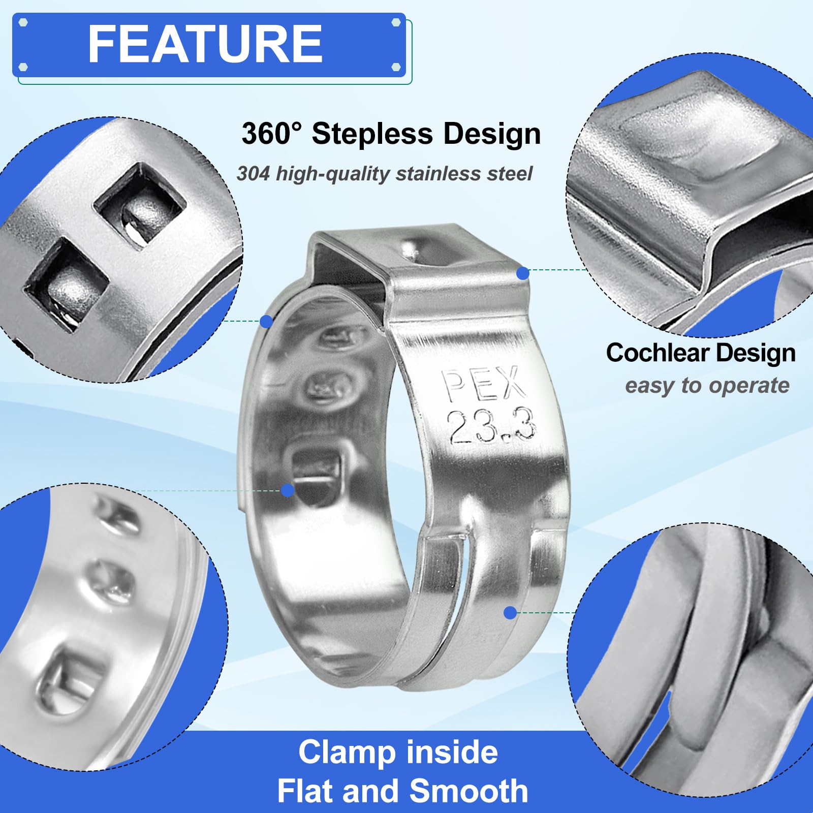 Snapklik.com : 5/8 "200pcs Pex Cinch Clamps Rings,304 Stainless Steel ...