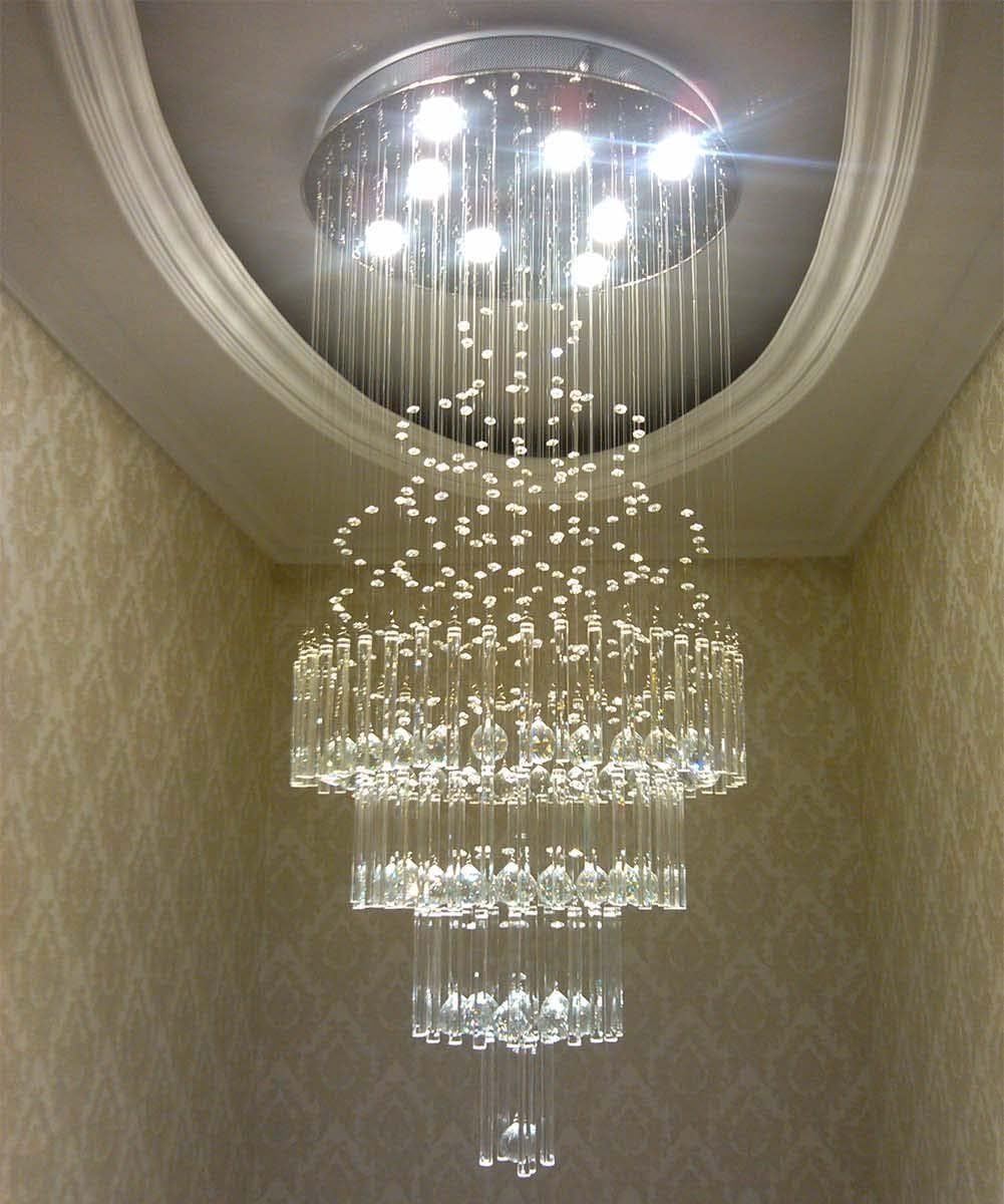 Linght W23.6" X H59" Round Contemporary Crystal Chandelier Rain Drop ...