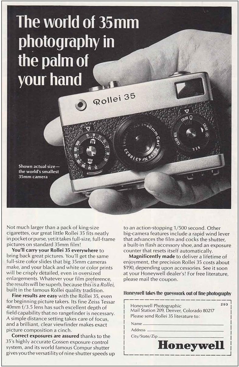 Amazon.com: 1968 Honeywell Rollei 35: Palm of Your Hand, Honeywell ...