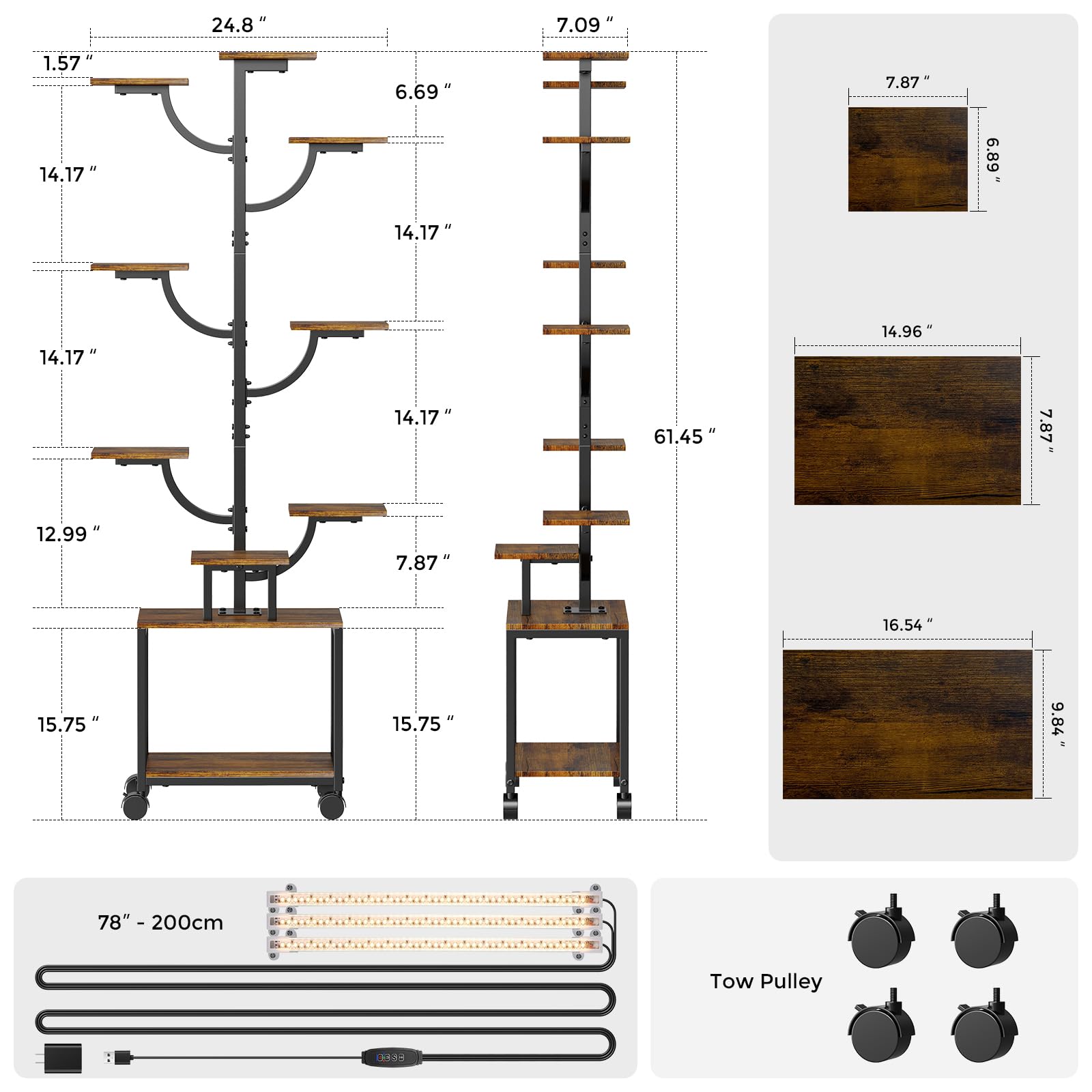 Plant Stand Indoor with Grow Lights - 9-Tier Plant Stand with Wheels ...