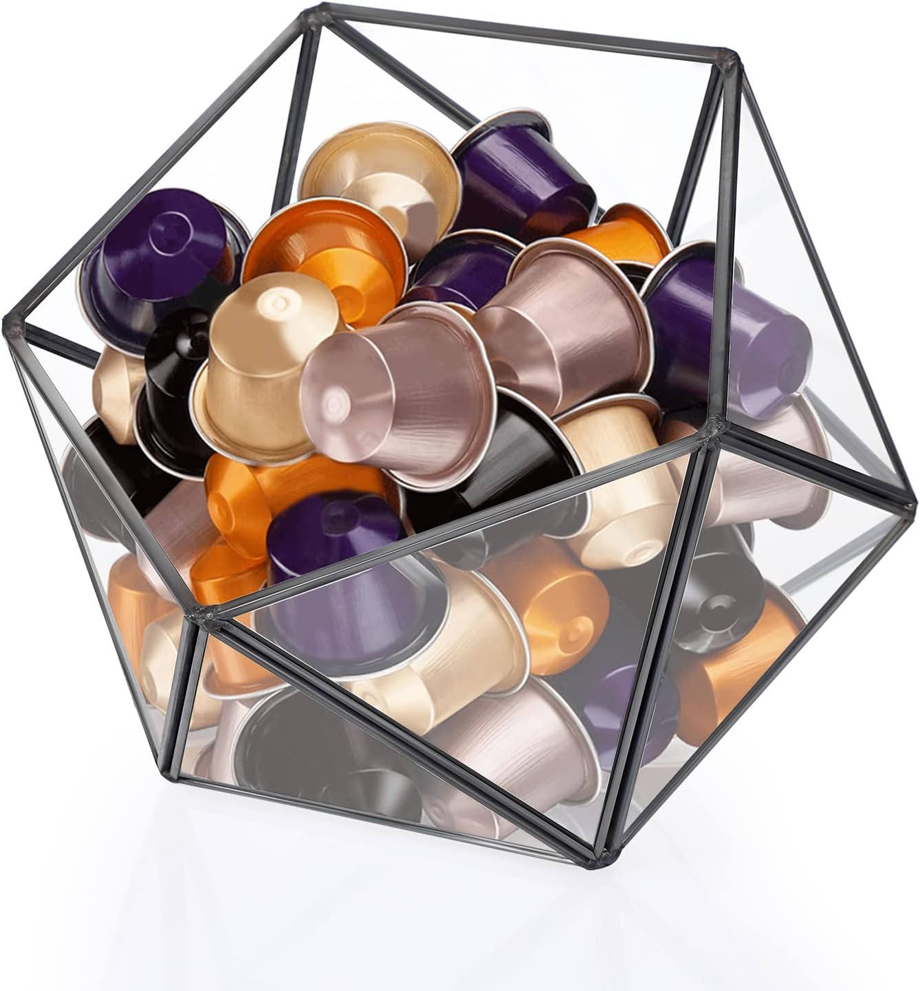 Amazon.com: ELLDOO Black Glass Coffee Pods Holder, 15 Sided Geometric ...