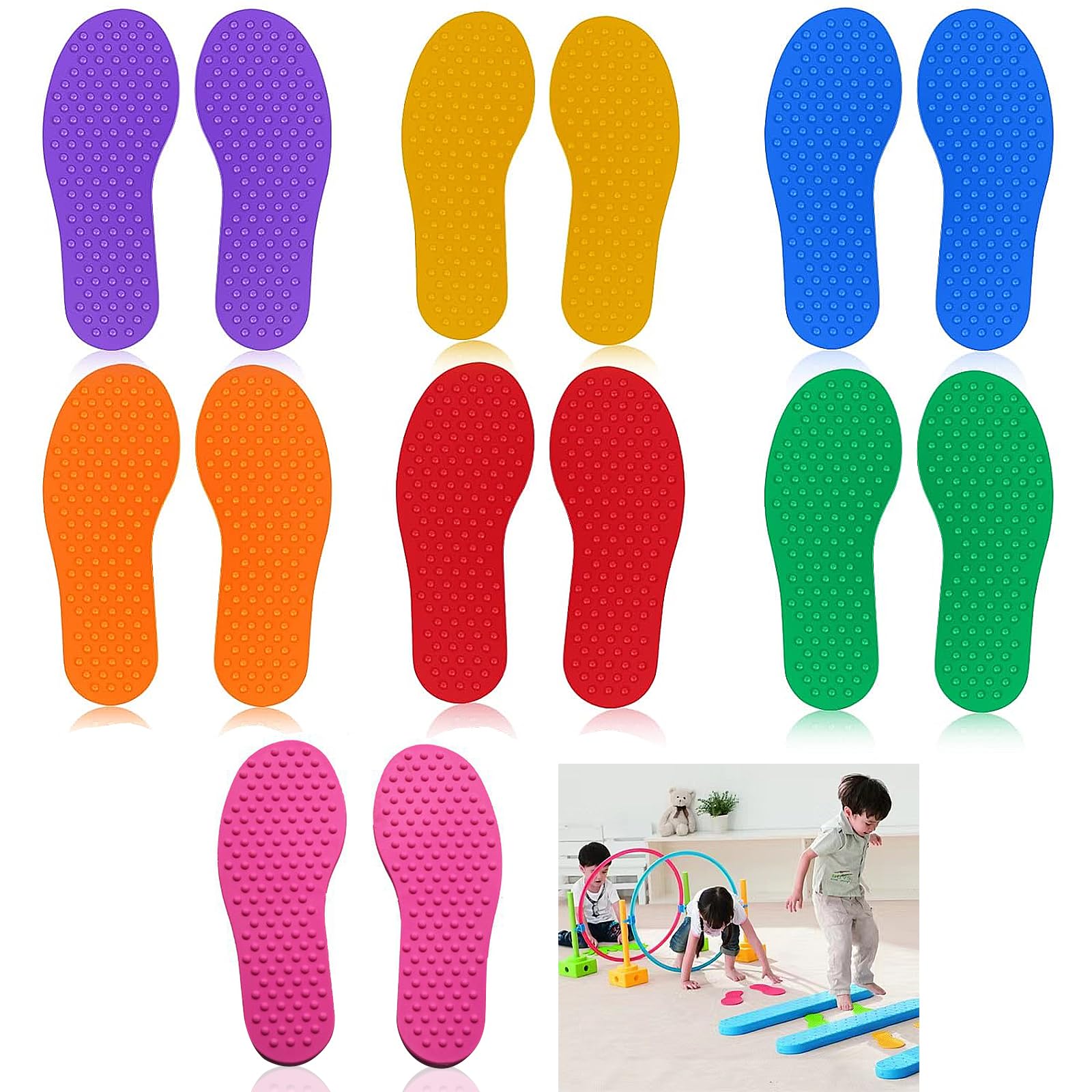 Eowppue 16pcs Colorful Footprint Shaped Non Slip Rubber Carpet Markers ...
