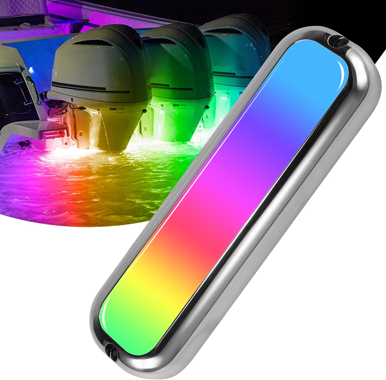 Amazon.com: HUSUKU RS10 RGB 6000LM Underwater Marine Light for Boat, 7 Inch, 72LED DC 12V, All ...