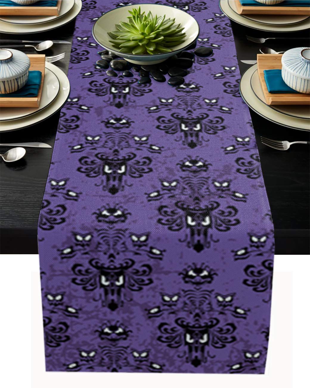 Amazon.com: Linen Burlap Table Runner Dresser Scarves, Haunted ...