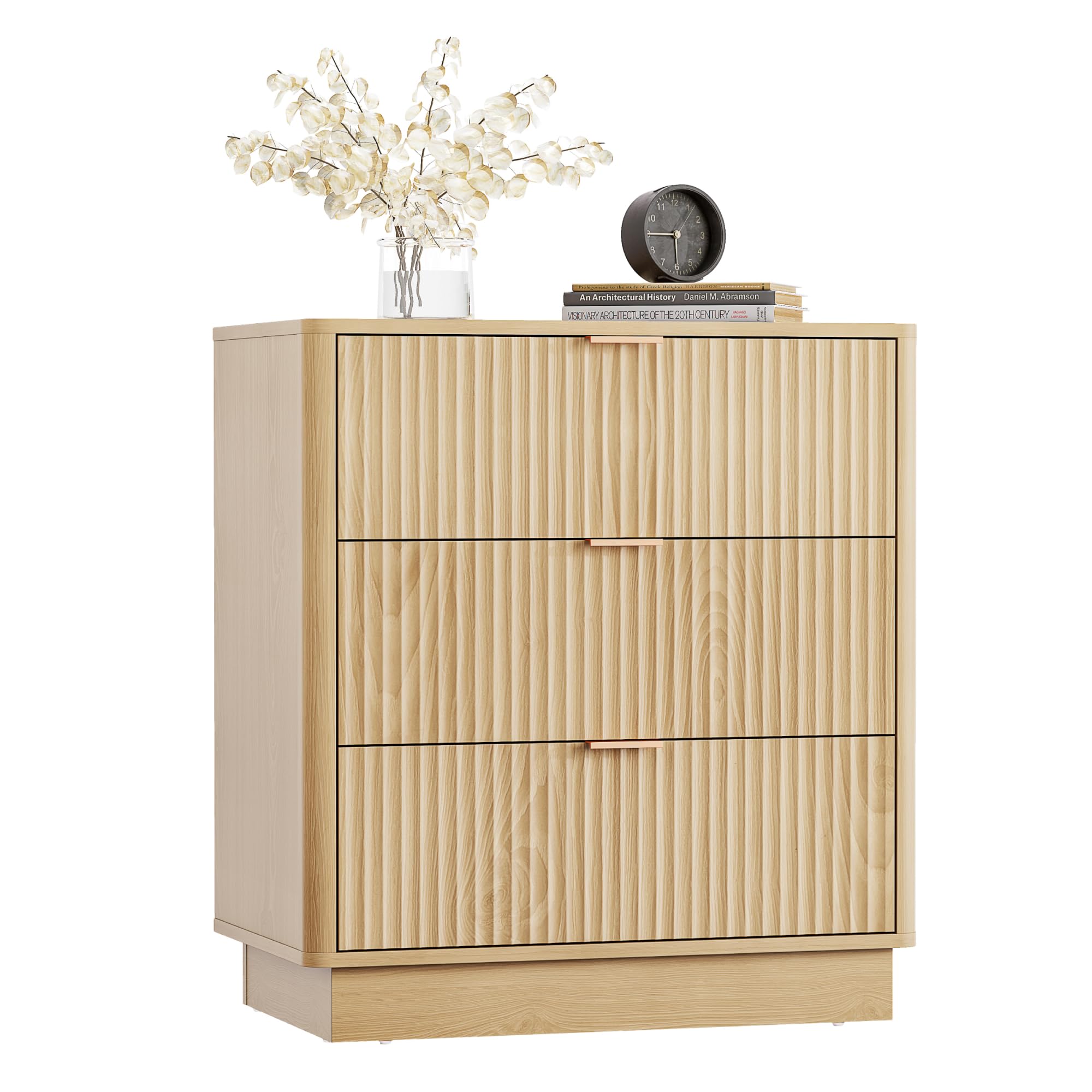 Amazon.com: ECOTINY Elegant Fluted 3 Drawer Dresser, Wood Dressers with ...