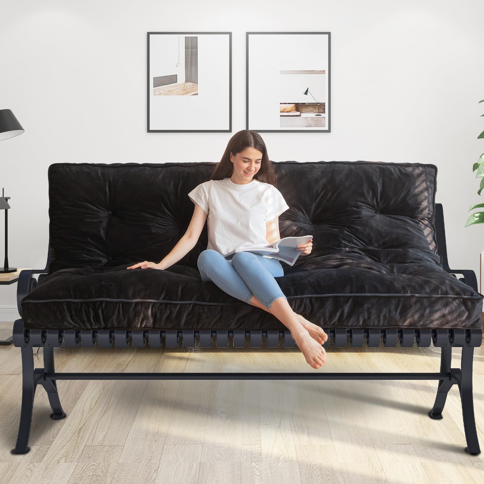 Amazon.com: MAXYOYO 6" Futon Mattress Full Size, Velvet Thick Futons ...