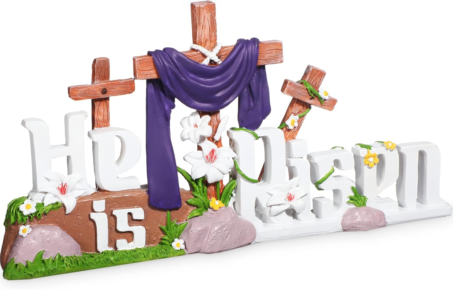 Amazon.com: He is Risen Table Top Decoration Religious Easter Resin ...