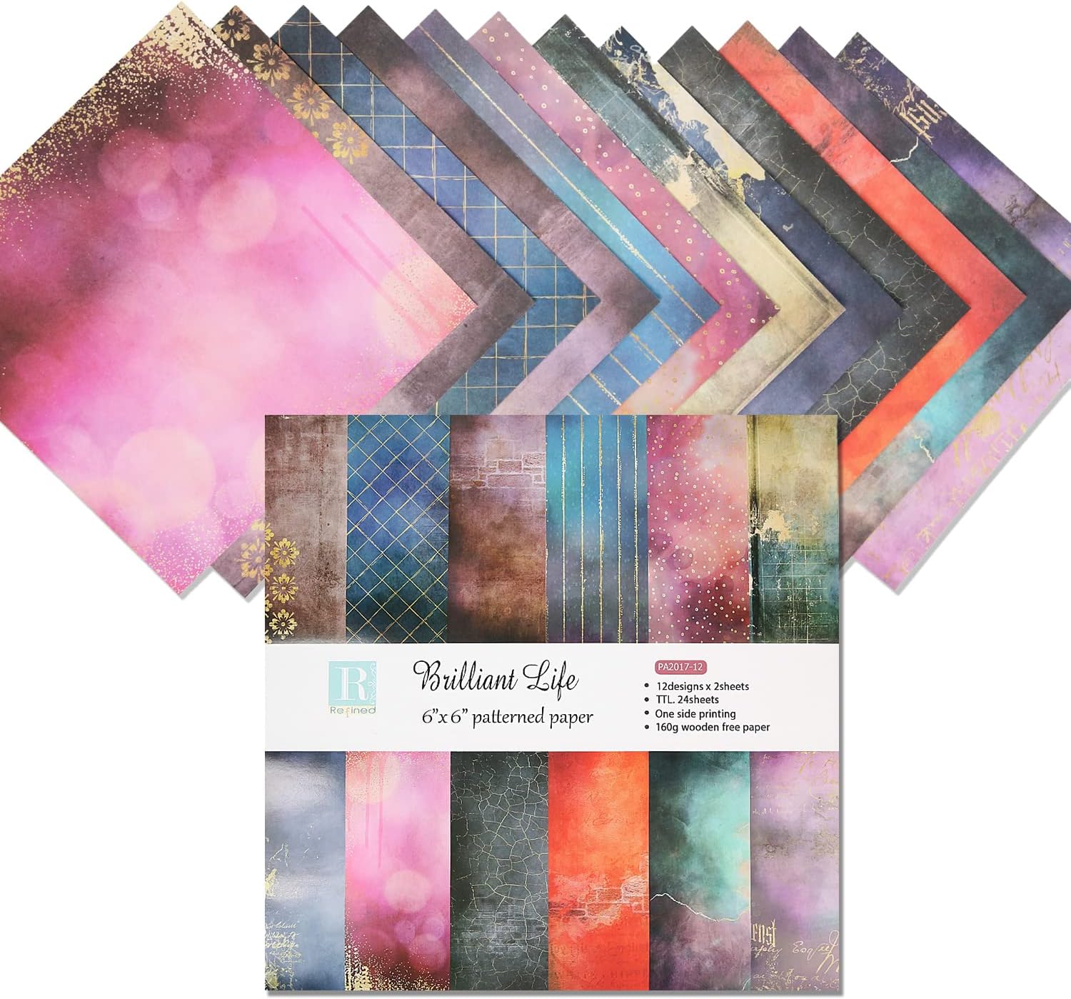 Amazon.com : 24 Patterned Papers Double-sided 11.8"x 11.8", DIY Photo ...