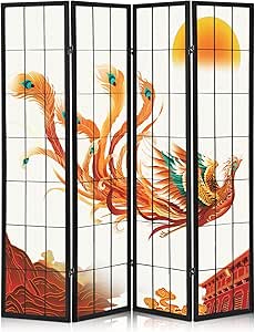 Amazon.com - Athena Collection 4 Panel Room Divider, Phoenix Pattern ...