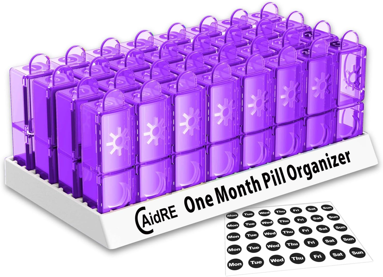 Amazon.com: CAidRE Monthly Pill Organizer 2 Times A Day, One Month Pill ...