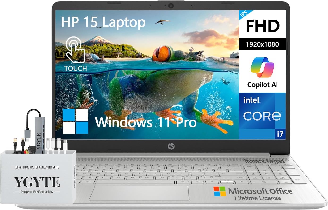Amazon.com: HP 15 Inch Laptop Touchscreen Computer PC, FHD 15.6 ...