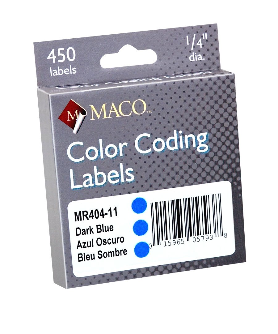 Snapklik.com : MACO Dark Blue Round Color Coding Labels, 1/4 Inches In ...