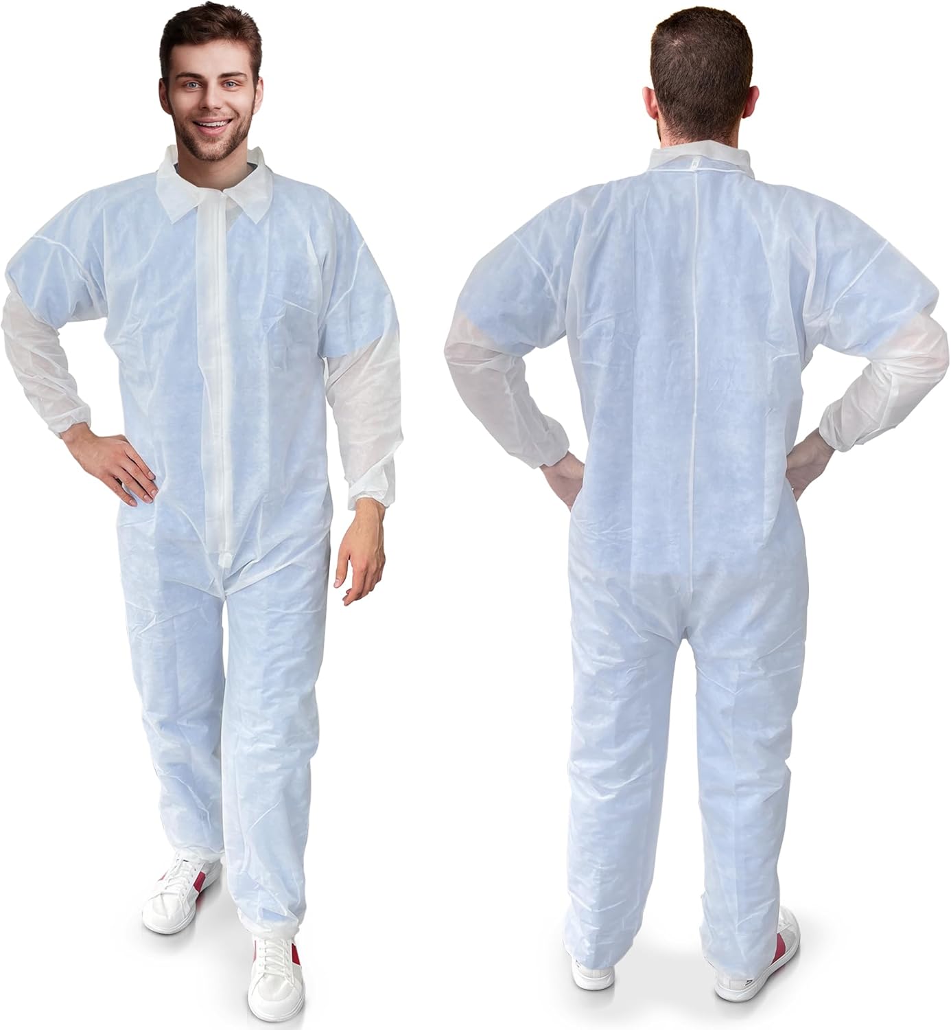 AMZ Medical Supply White Disposable Coveralls Uniform, Large. Pack of ...