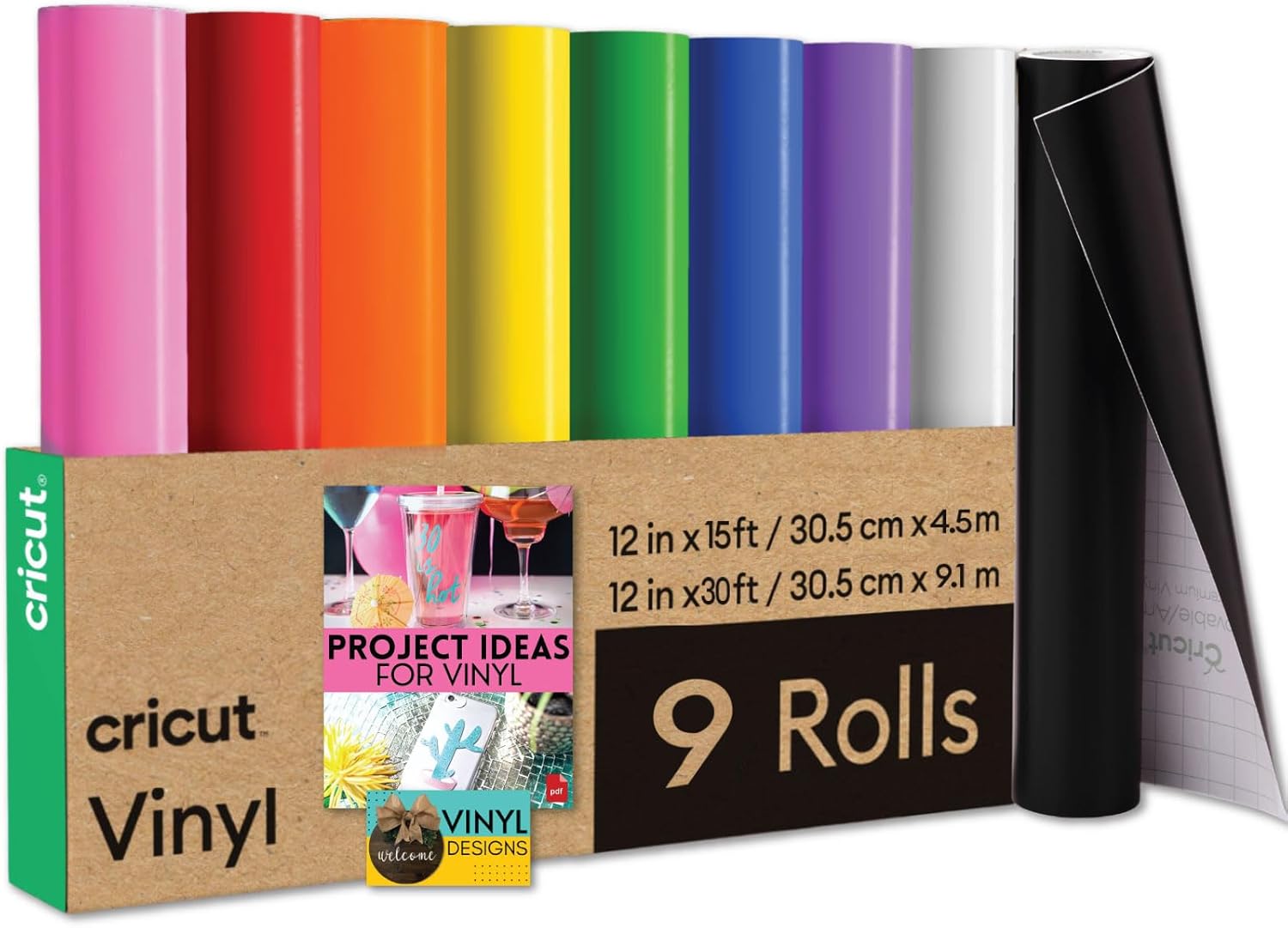 Amazon.com: Cricut Premium Vinyl Rainbow Rolls Bundle - 15ft Colored ...