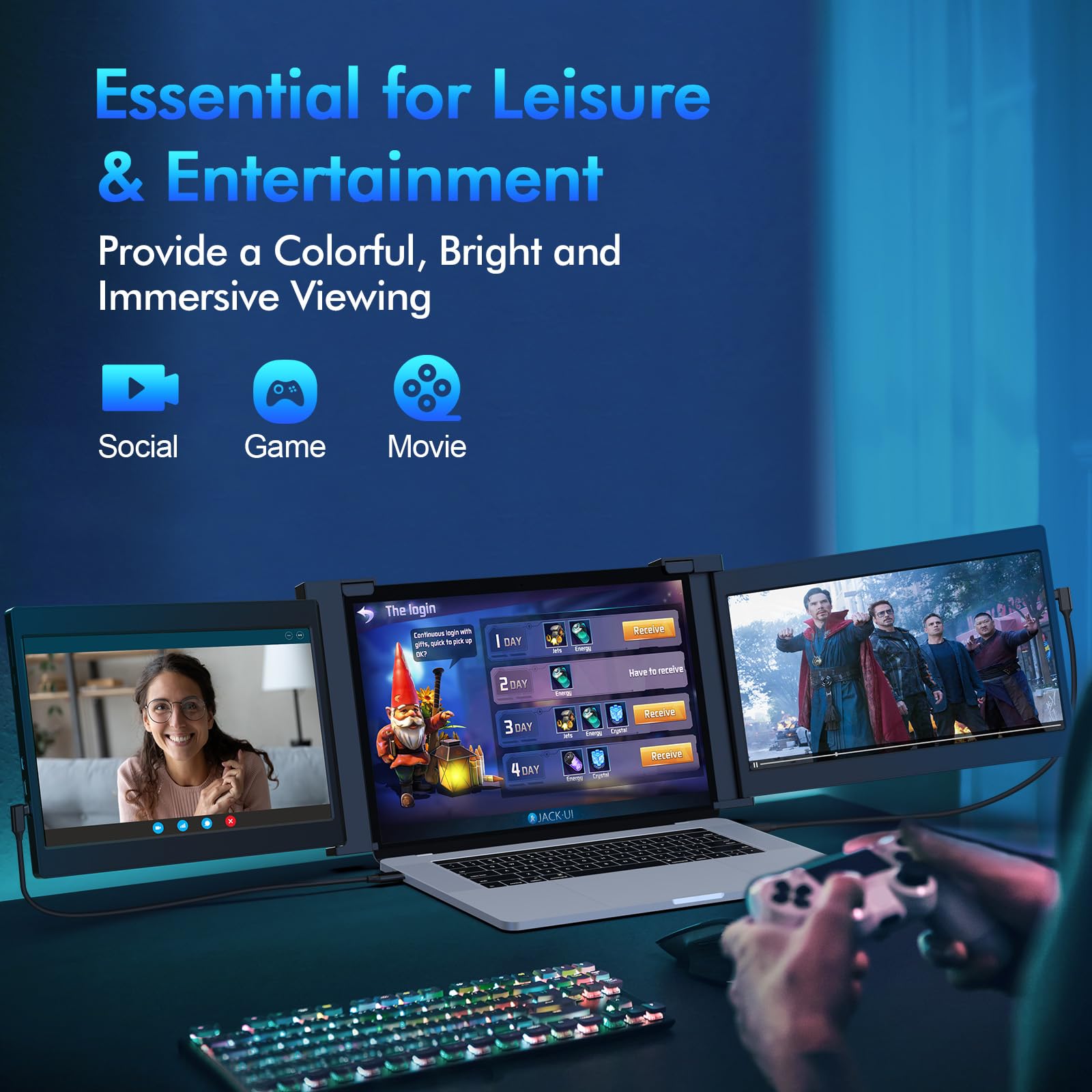 Snapklik.com : FOPO 12 Triple Laptop Screen Extender Triple Portable ...