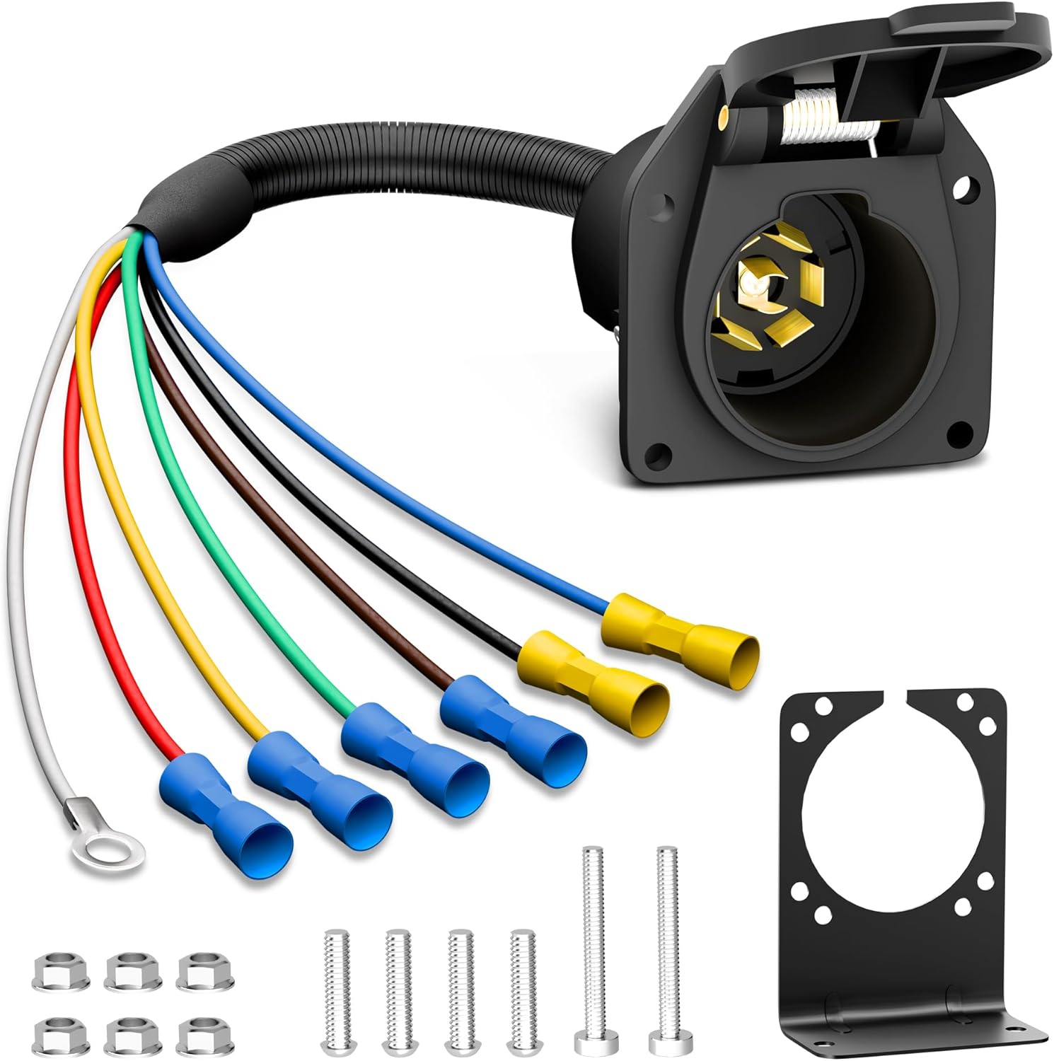 Amazon.com: FOCUSINGOUTDOOR 7 Wire to 7 Pin RV Trailer Light Plug kit ...