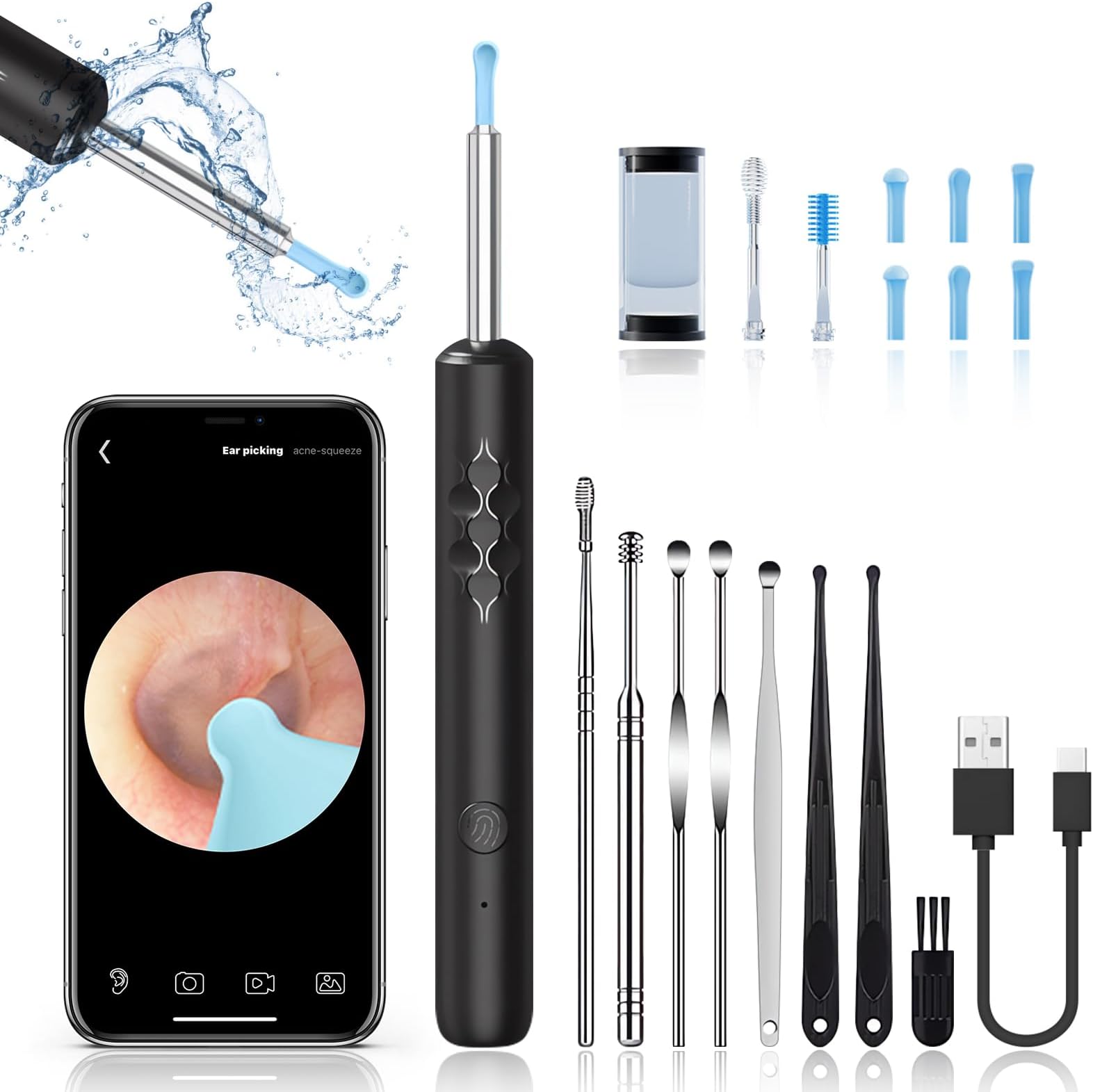 Amazon.com: Ear Wax Removal Tool Camera, Ear Wax Removal with 8 Pcs Ear ...