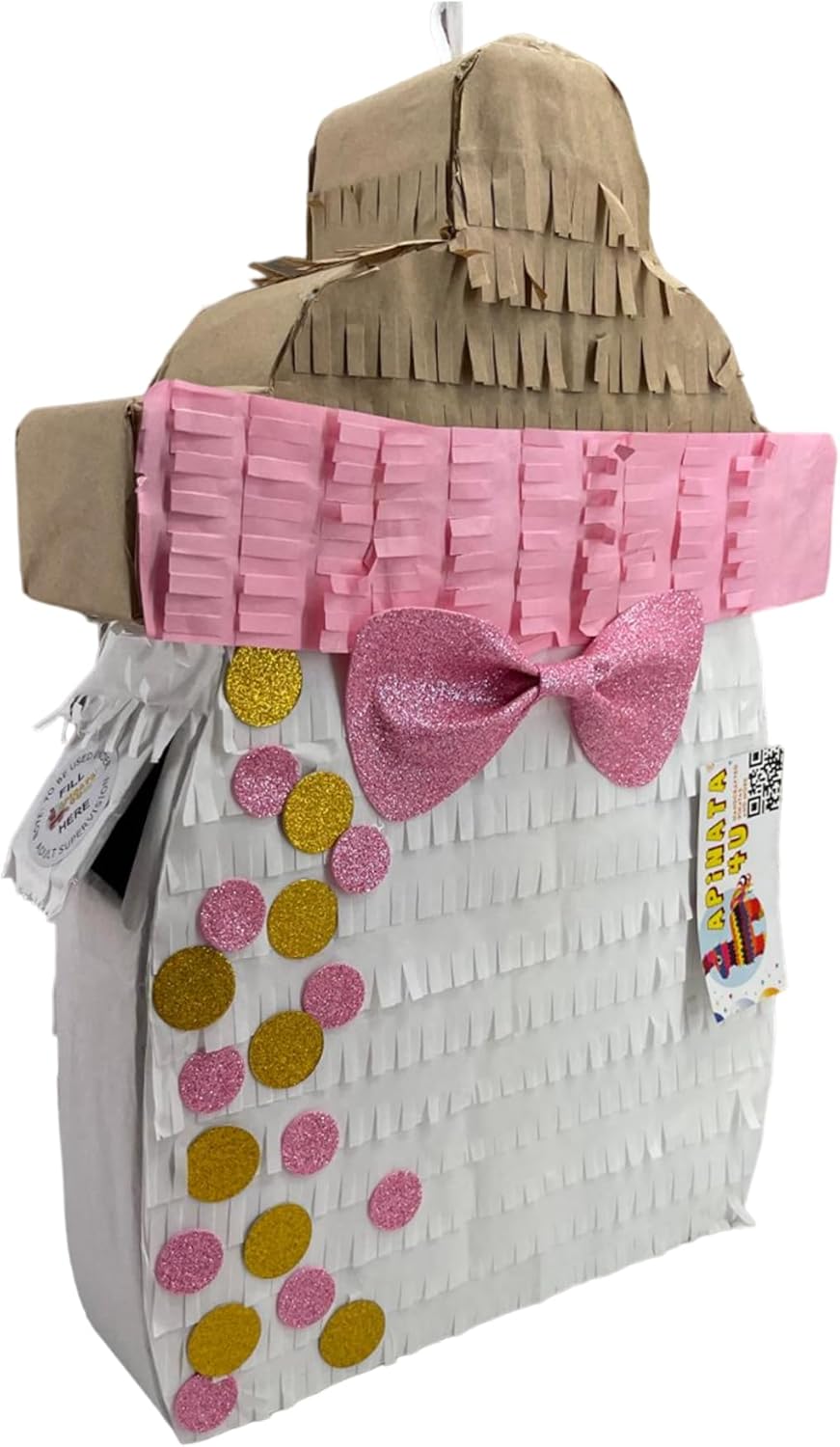Amazon.com: APINATA4U Baby Bottle Pinata with Pink Bow & Gold Glitter ...