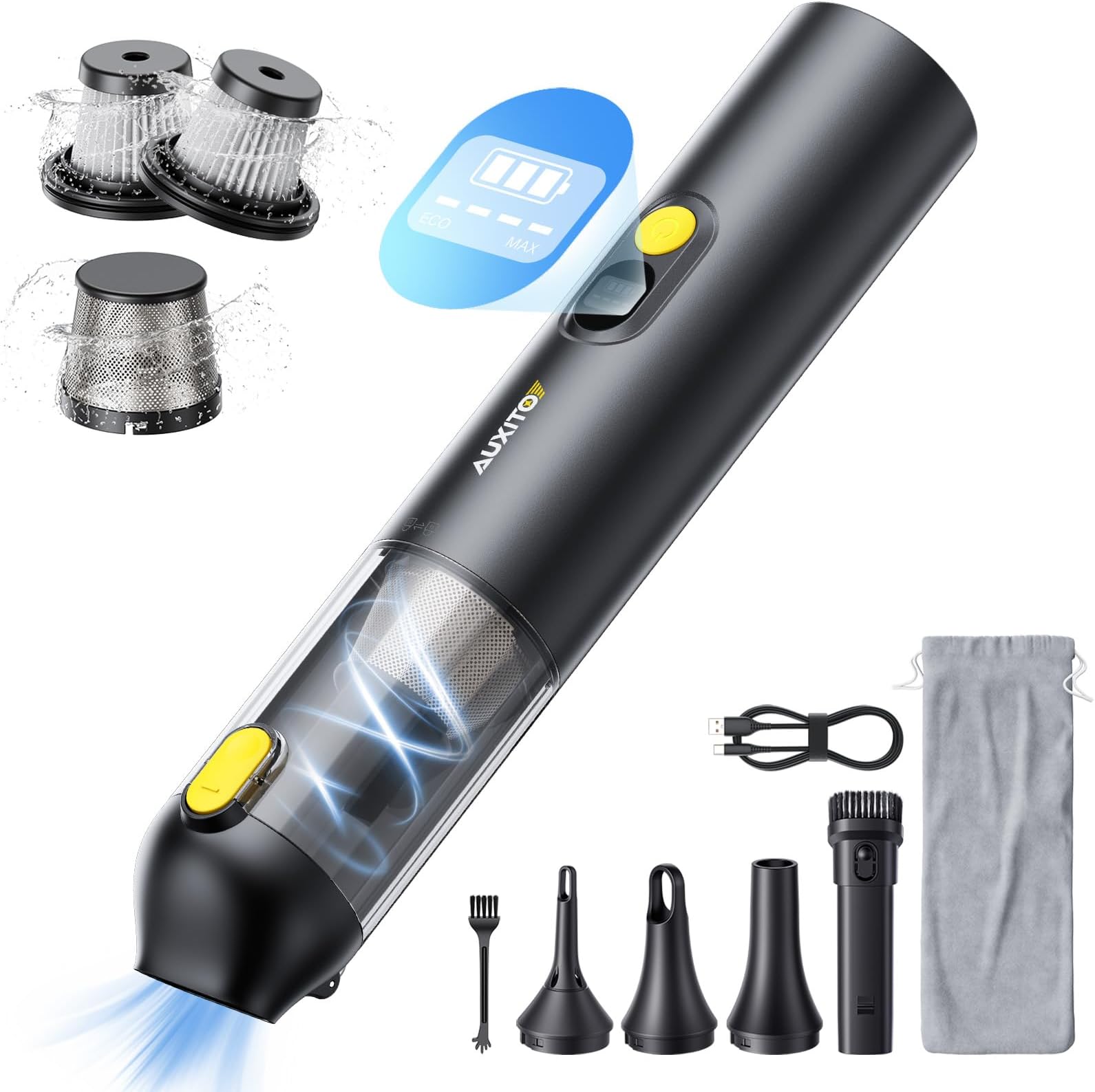 Handheld Vacuum Cordless Rechargeable 16,000PA Powerful Car Vacuum ...